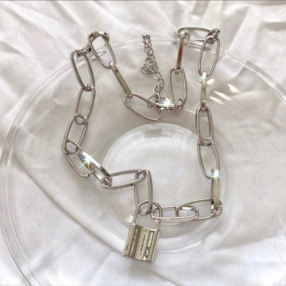 LOVESICK the label | Jewelry | Lock Pendant Chain Necklace Silver ...